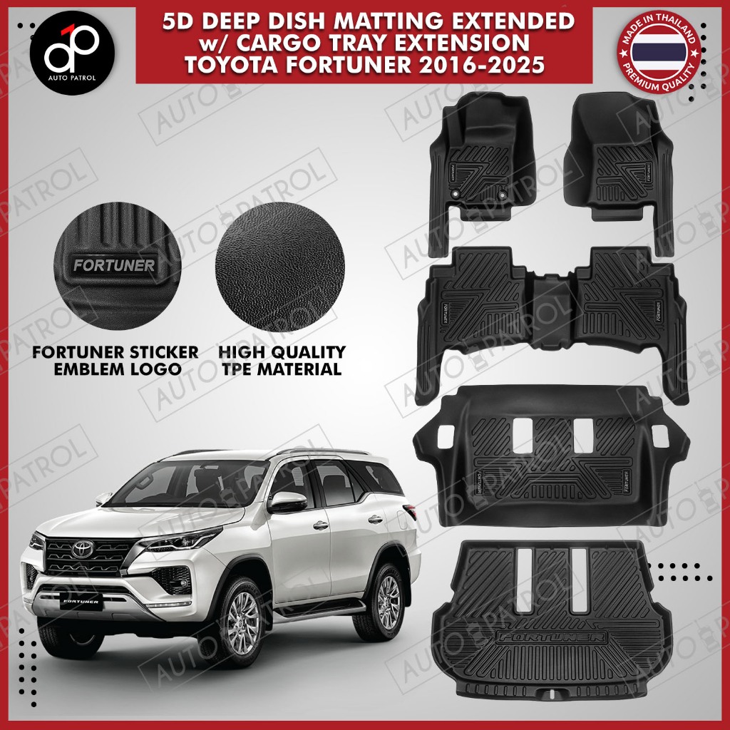 TOYOTA FORTUNER 2016-2025 5D Deep Dish Matting + Cargo Tray / 5D Deep ...