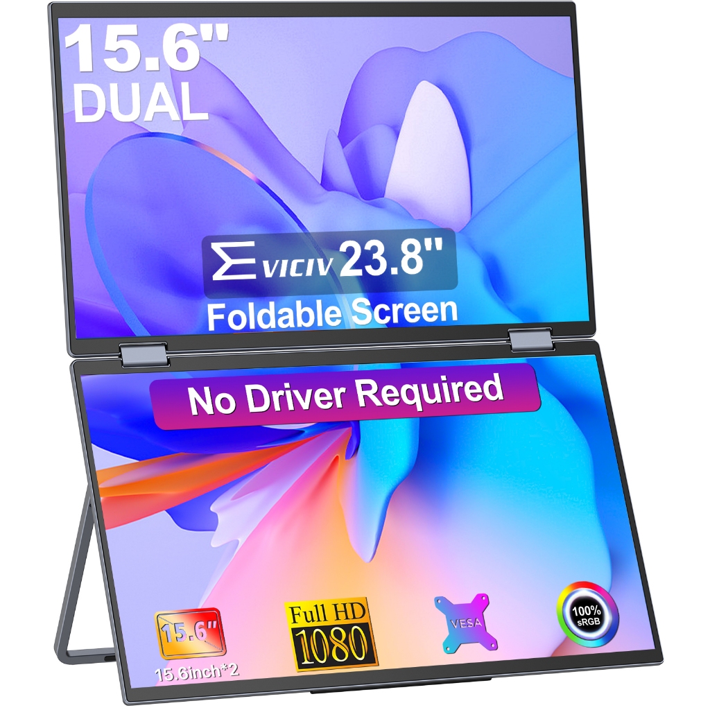 UPERFECT Lite silver 15.6inch 60HZ Dual Portable Monitor Foldable ...