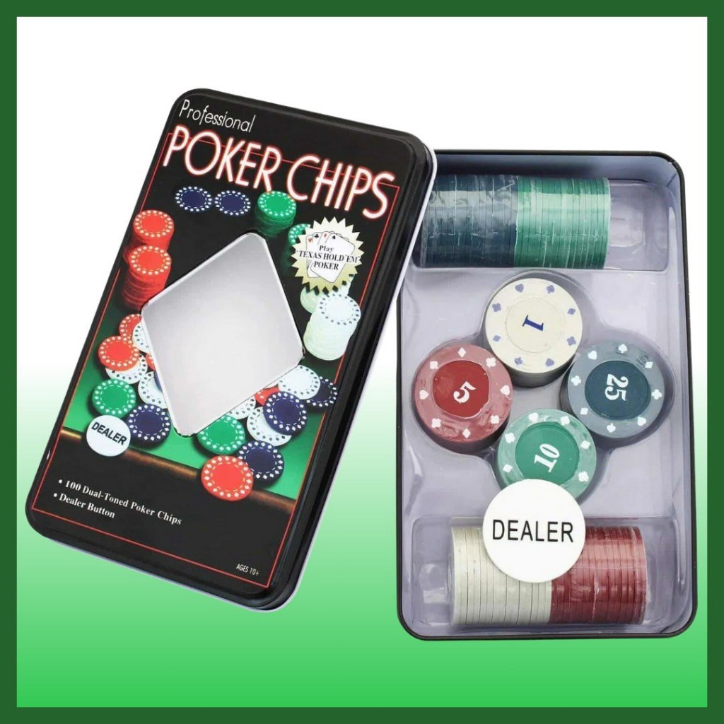Poker Game Poker Chips Set w/ Aluminum Case Dice Game Rounded Empty ...