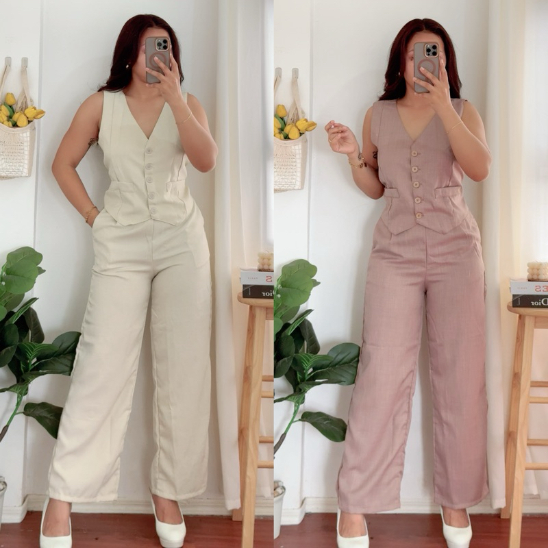 Avery Coords — Waistcoat Vest Top and Pants Set Terno Coordinates for ...