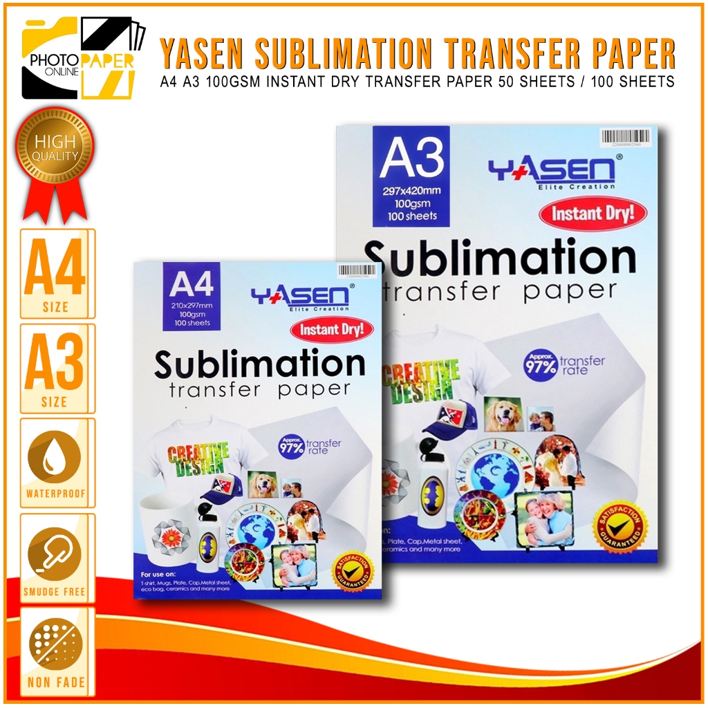 YASEN Sublimation Paper A4 | A3 100GSM ( 100 | 50 ) Sheets Yellow ...