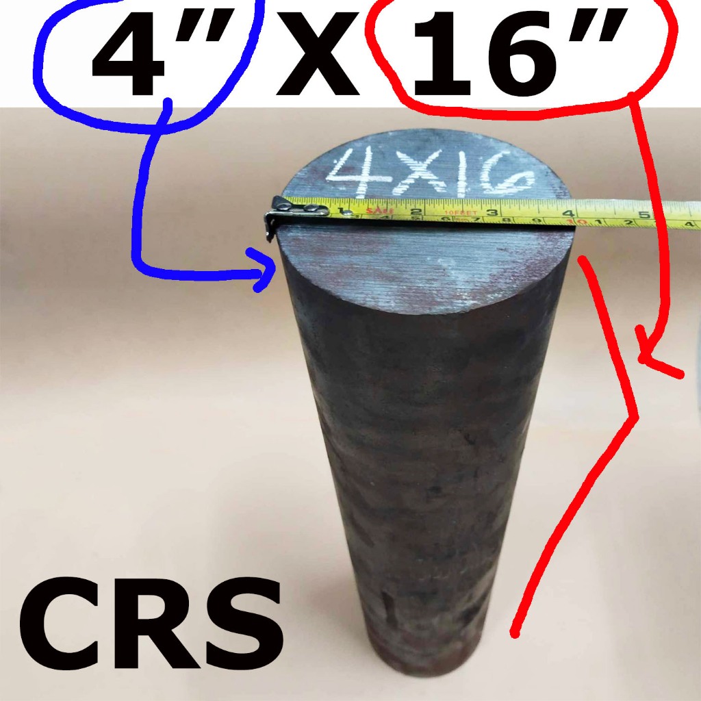 CRS SHAFTING 4" X 16" COLD ROLLED STEEL CR SHAFTING ROUND BAR ...