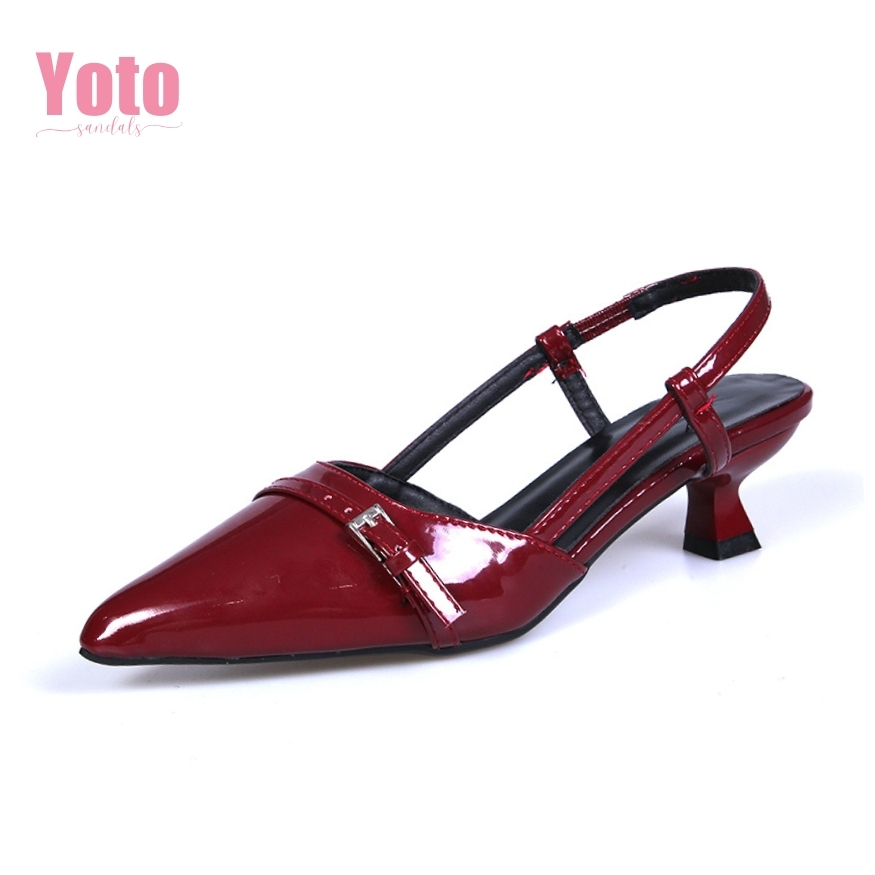 YOTO Women 5cm Height Comma Heel Style Shoes Slip On Pointed Toe Loafer ...