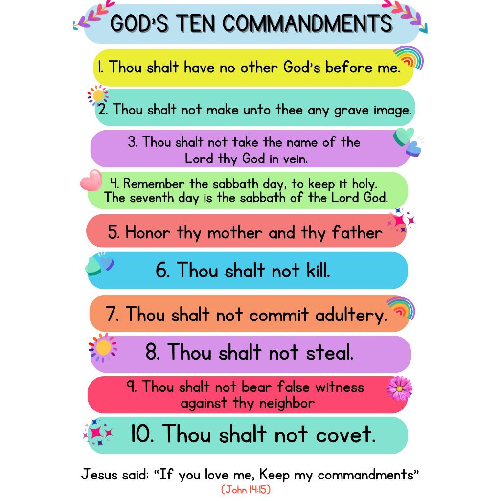 GOD's 10 Commandments ( Laminated in A4 Size) | Shopee Philippines