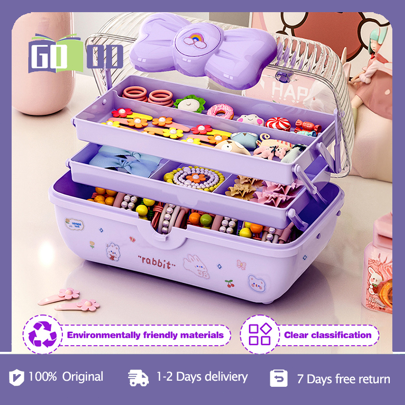 Children's Hair Accessory Storage Box 3-layer Practical Organizer Hair ...