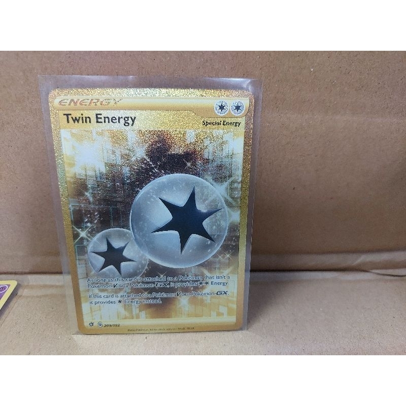Pokemon Cards Rebel Clash Twin Energy 209/192 Secret Rare Gold Holo ...