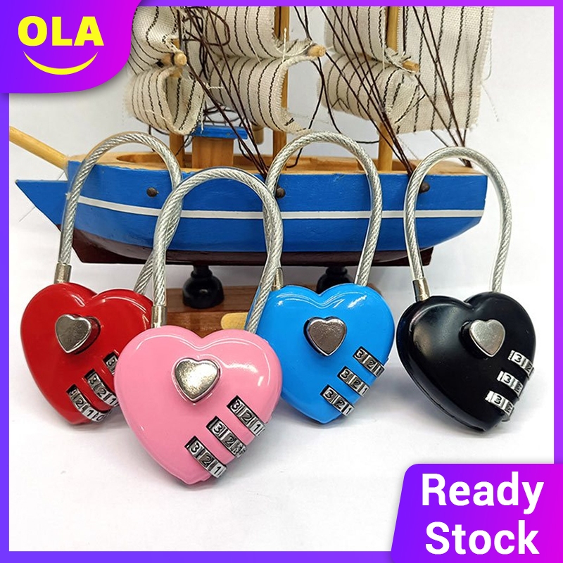 Combination Lock 3 Digit Code Cute Love Padlock Mini Outdoor Combo Gate ...