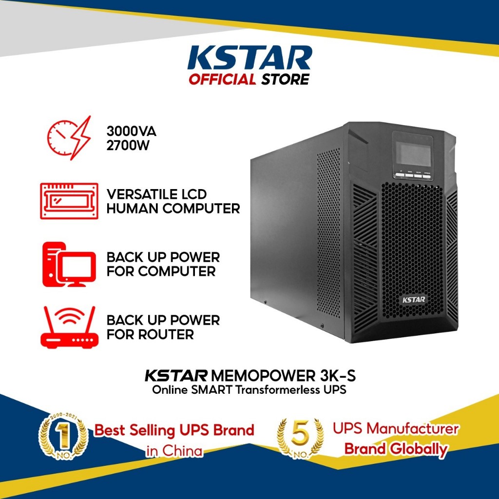 KStar On-line UPS 3000VA-2700W Uninterruptible Power Supply, MP 3k S, Double Conversion | Shopee ...