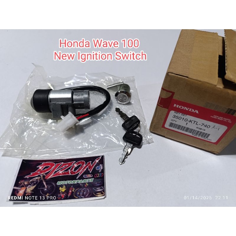 Honda Wave 100 New Ignition Switch with Seat Lock Set (HPI) (35010-KTL ...