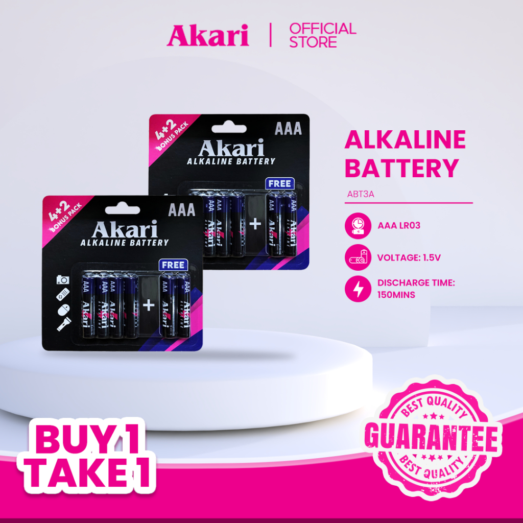 Akari (BUY 1 TAKE 1) ABT-3A Alkaline Battery, AAA LR03 1.5V - 4+2 in a ...