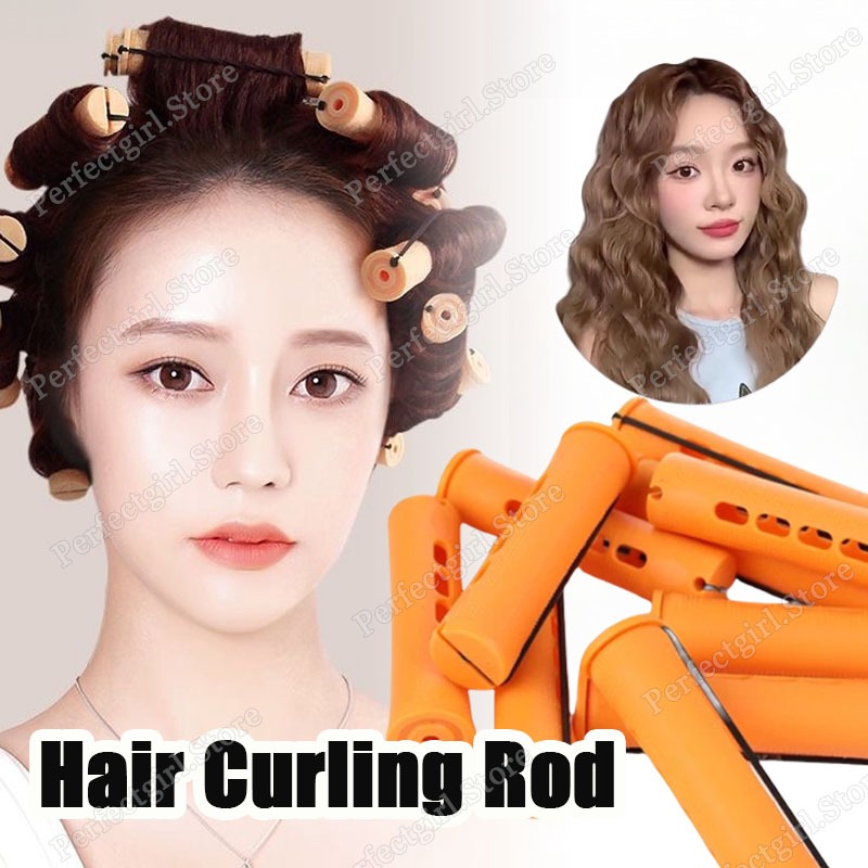 10pcs Hair Perming Curling Rod Hollow Rubber Band Curling Rod Hair Perm ...