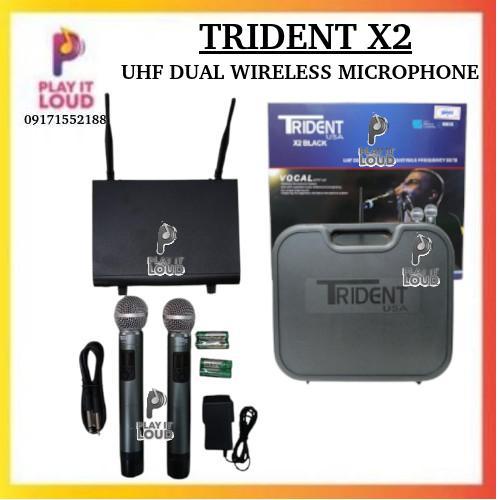 TRIDENT X2-BLACK WIRELESS DUAL HANDHELD MICROPHONE | Shopee Philippines