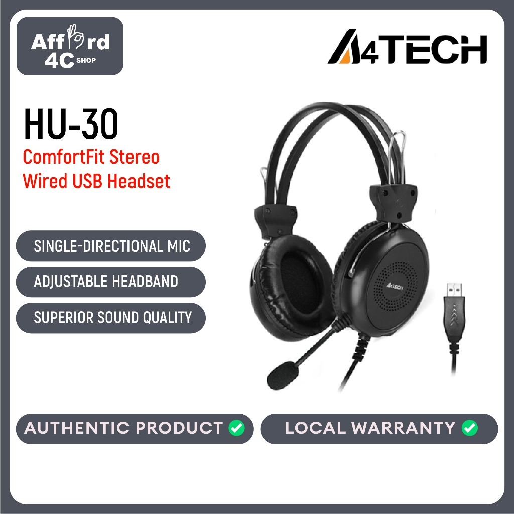 A4tech HU-30 ComfortFit Stereo USB Headset | Shopee Philippines