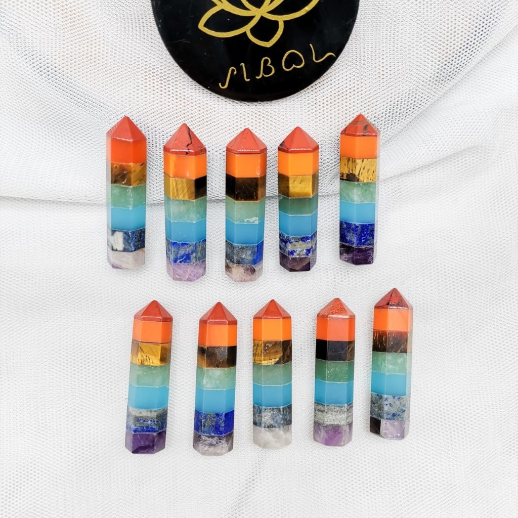 Seven Chakra (7 Chakra) Mini Tower Polished Stone Crystal | Shopee ...