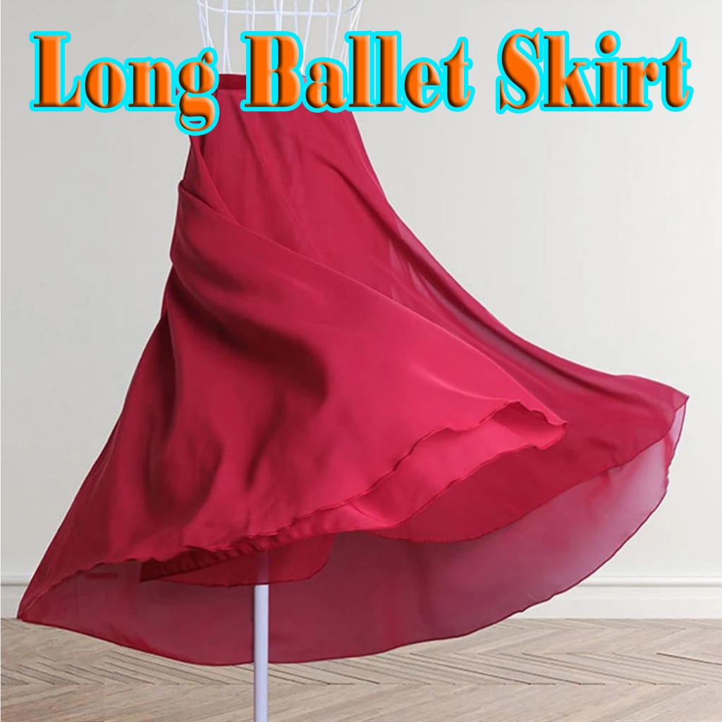 Ladies Long Ballet Skirt Tie Up Ballet Skirt Long Chiffon Dance Skirt ...