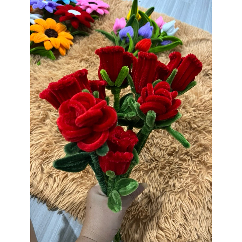 Rose flowers made of Fuzzy wire,Artificial Flowers Hand made available ...