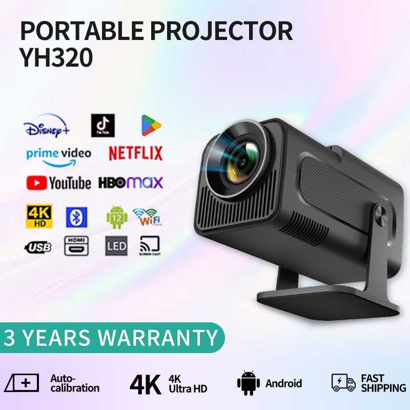 HY320 Pro Projecter 4K HD Portable Projector Auto Keystone BT5.0 and 5G ...