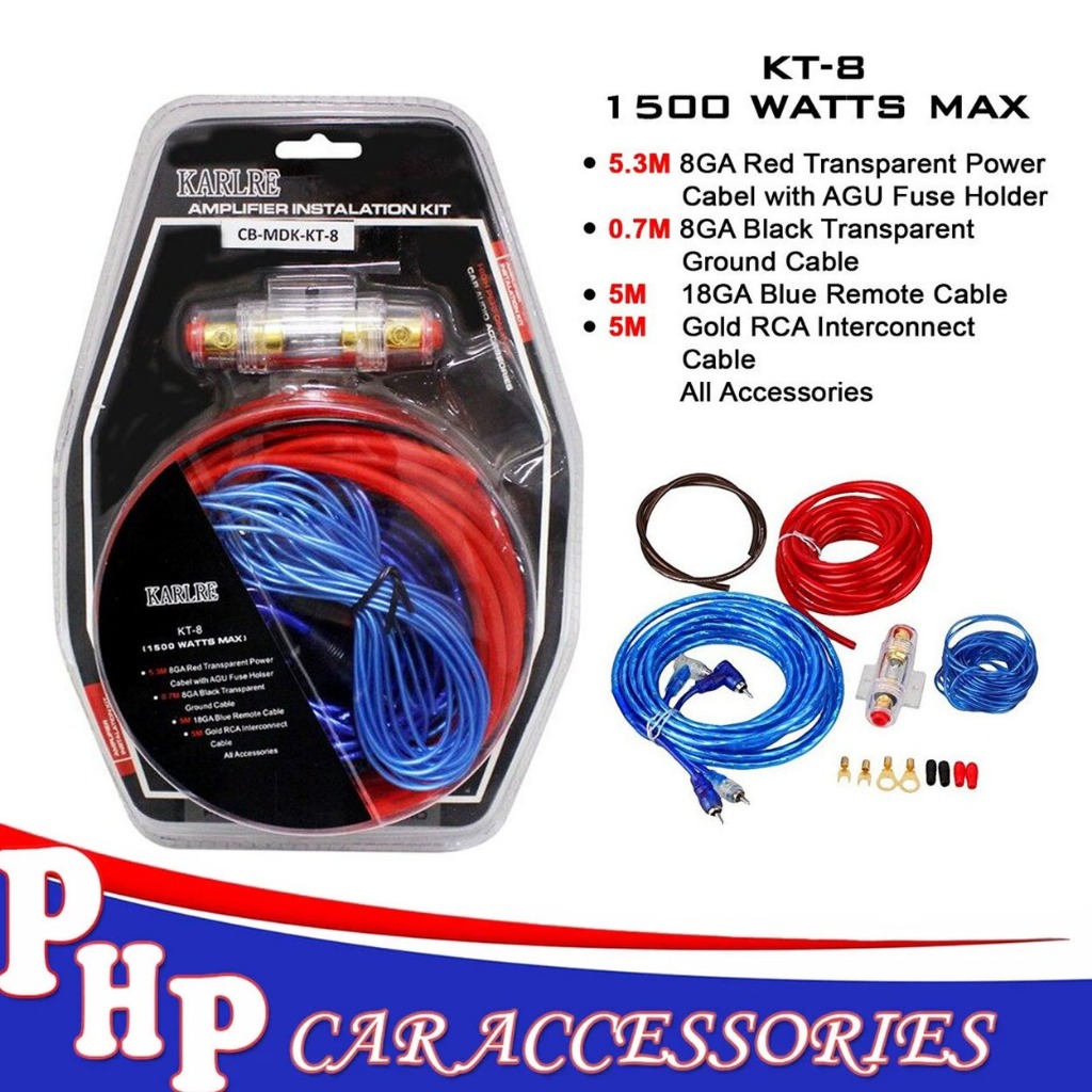 KT-8 8GA Subwoofer Amplifier AMP Wiring Fuse Kit Speaker RCA Cable ...