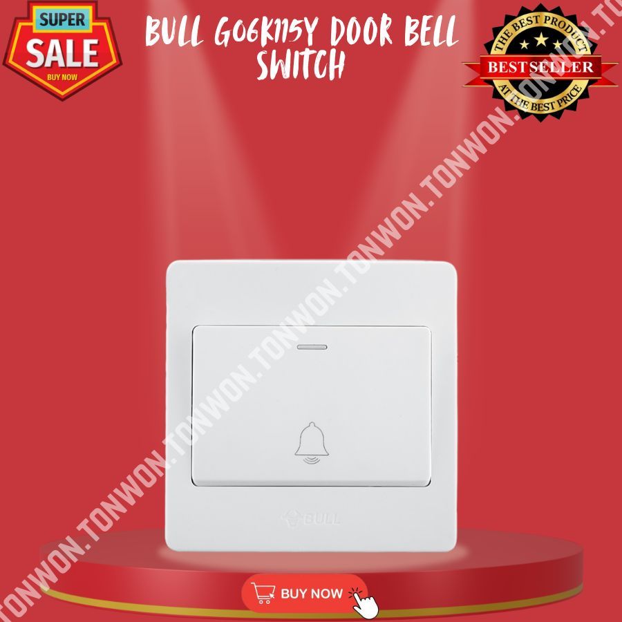 Bull G06K115Y 1 Gang Door Bell Switch, Convenient Screw Terminal, High ...