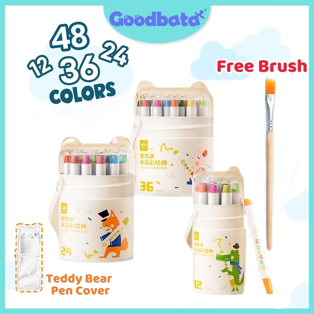 【Goodbata】12/24/36/48 Colors plastick crayons Painting Safe Non-Toxic ...