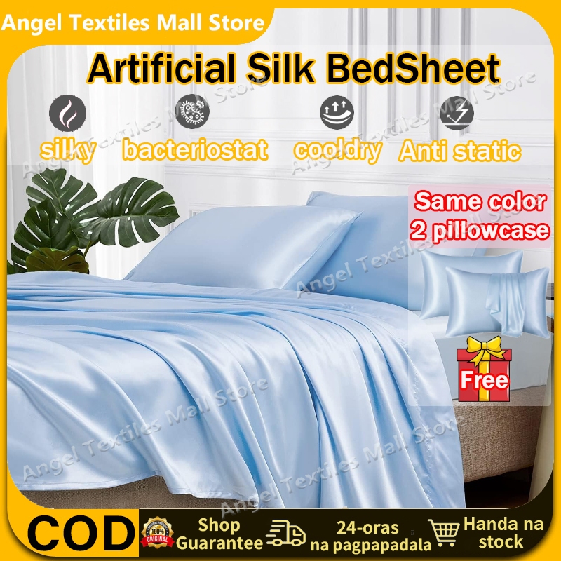 Satin Silk Bedsheet Full Garterized Sheet Soft Cool Touch Satin Fitted ...