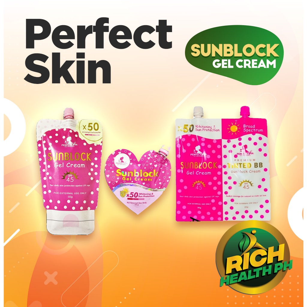 Perfect Skin Sunblock Gel Cream SPF 45 Whitening and Sun Protection ...