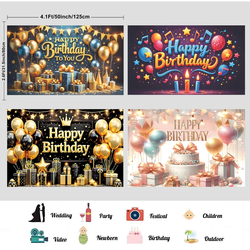 Happy Birthday Banner Cloth Party Needs Backdrop Decoration Indoor ...