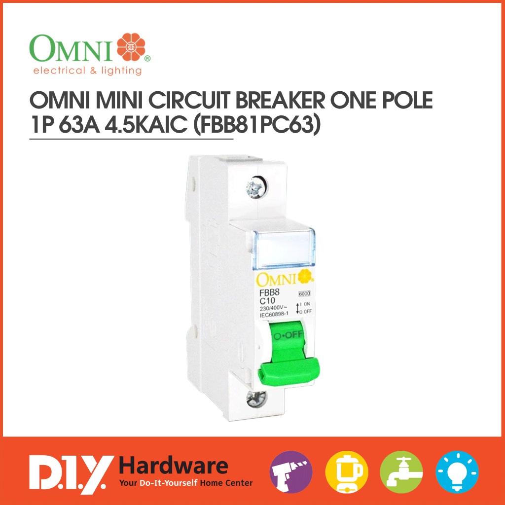 OMNI by DIY Hardware Mini Circuit Breaker One Pole 1P 63A 4.5KAIC ...