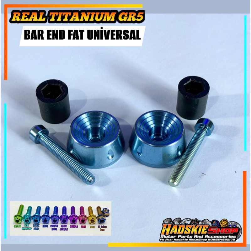 REAL TITANIUM GR5 BAR END FAT UNİVERSAL FOR ALL MOTOR/WITH RUBBER LOCK ...