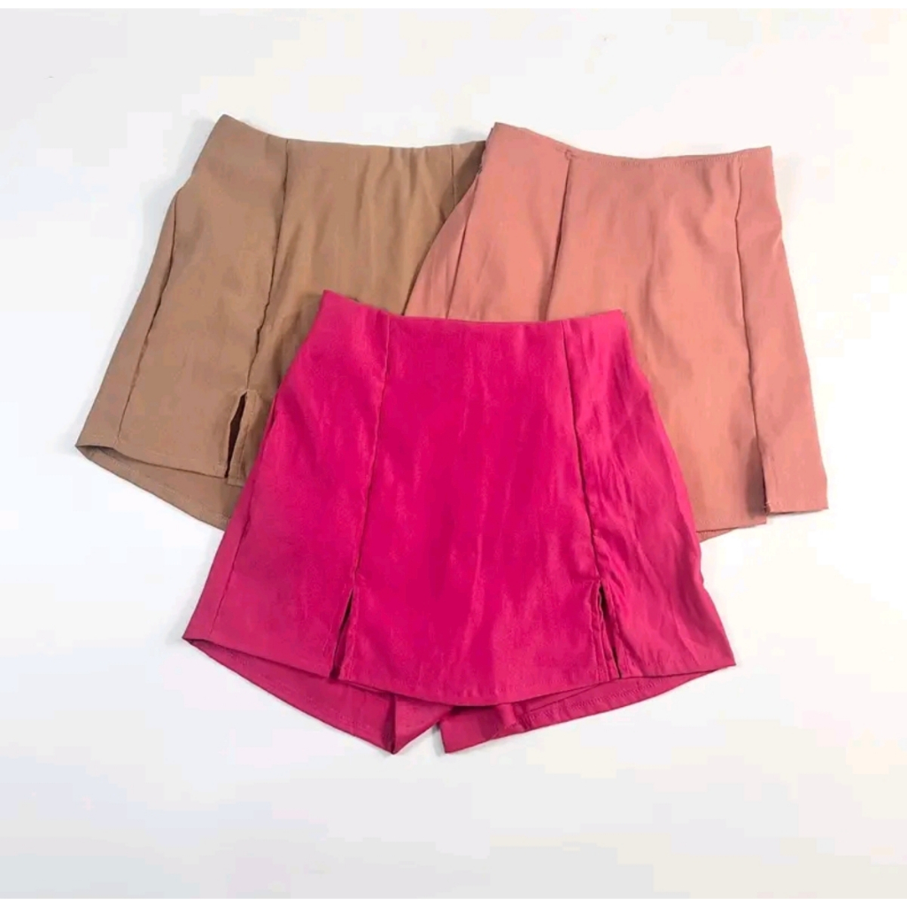 New Highwaist Woven Skort Double Slit Womenswear Bottom Basic ...