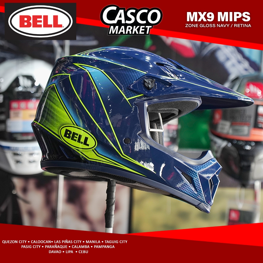 BELL PS MX-9 MIPS ZONE NAVY RETIN OFF ROAD MOTOCROSS RIDING HELMET ...