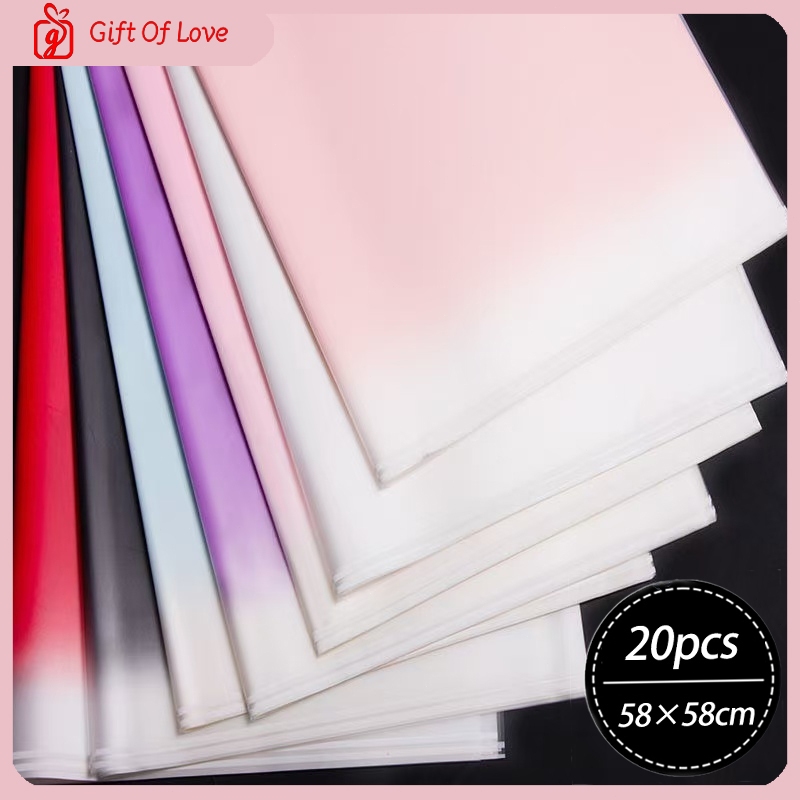 【20pcs】58cm×58cm Gradient Flower Wrapping Paper Korean Paper Frosted ...