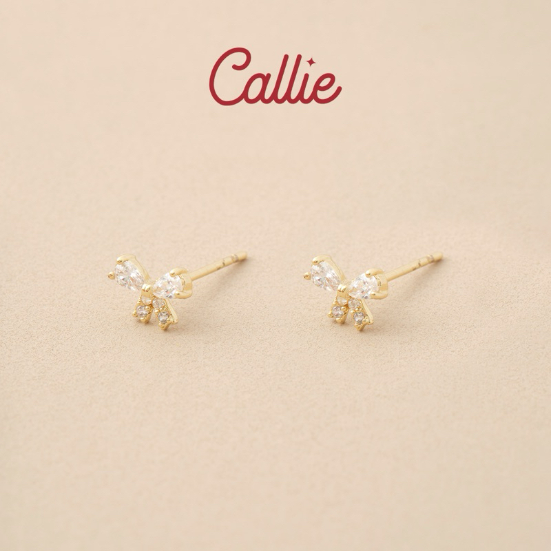 Callie 14k Gold Plated Mini Ribbon Earrings Shop Callie | Shopee ...