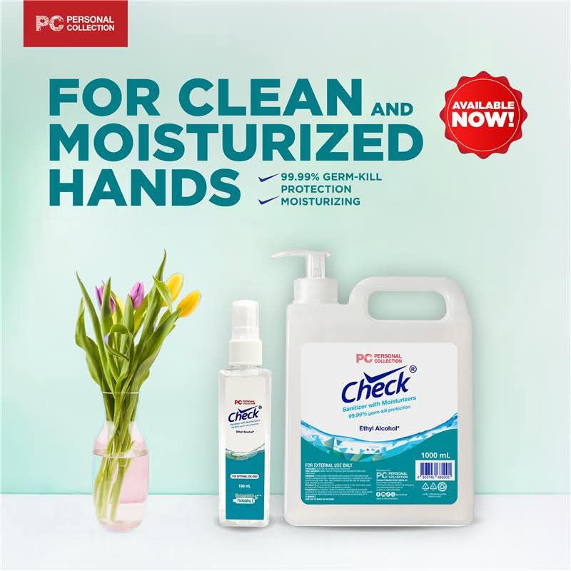 Personal Collection Check Sanitizer With Moisturizer 99.9% Germ Kill ...