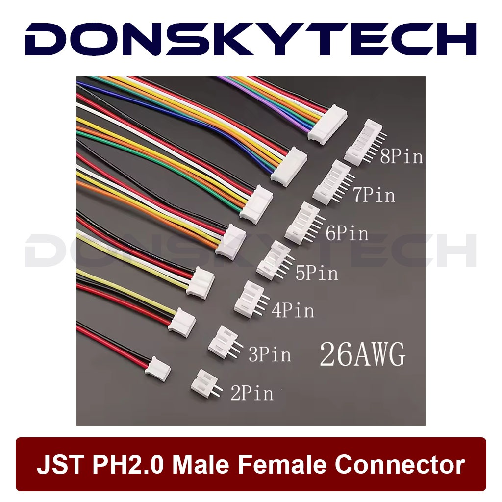 Mini Micro JST PH2.0 2.0mm Pitch 2/3/4/5/6/7/8/9/10/12 Pins Connectors Female and Male 26AWG ...
