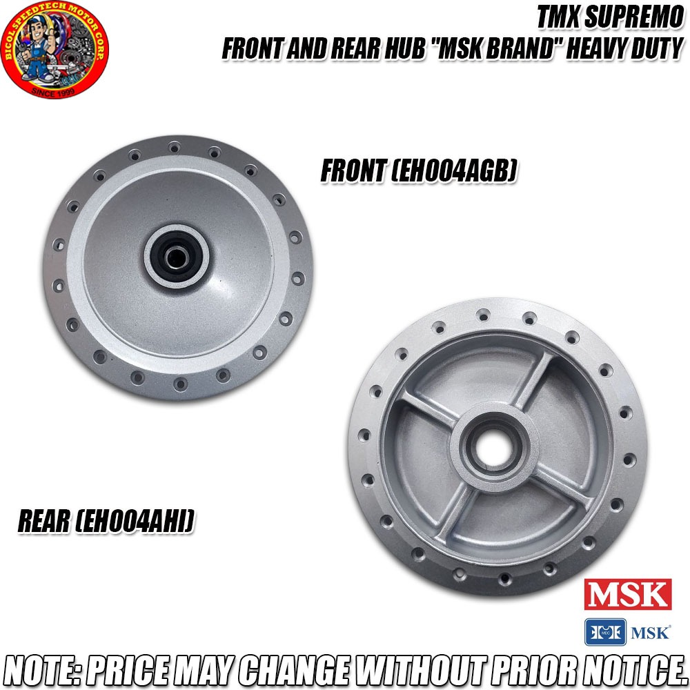 TMX SUPREMO FRONT AND REAR HUB "MSK BRAND" HEAVY DUTY (FRONT: EH004AGB ...