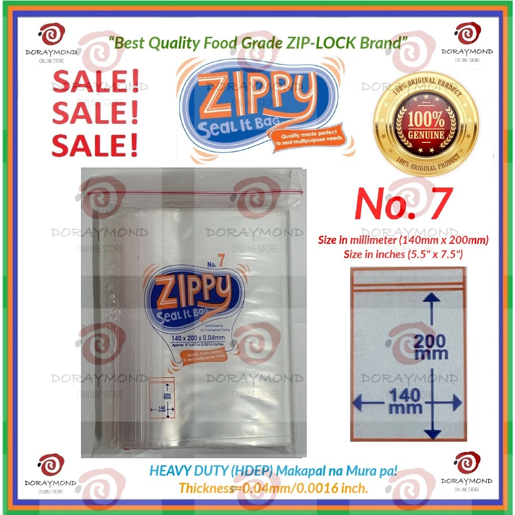 Affordable 100pcs ZIPLOCK per Pack ZIPPY BRAND No.7 Resealable Plastic ...