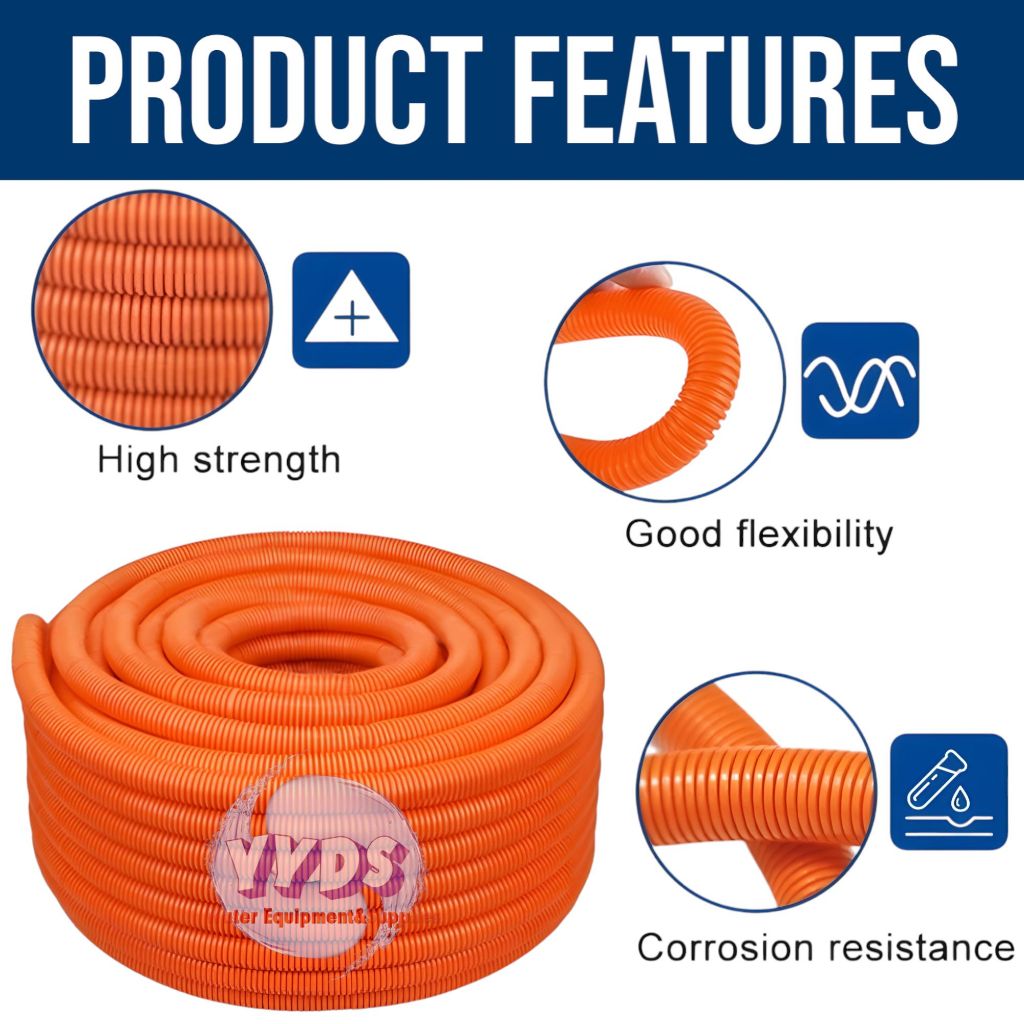 PVC ORANGE FLEXIBLE HOSE 1/2 AND 3/4 ELECTRICAL CONDUIT (SOLD PER ROLL 50/100 METERS) | Shopee ...