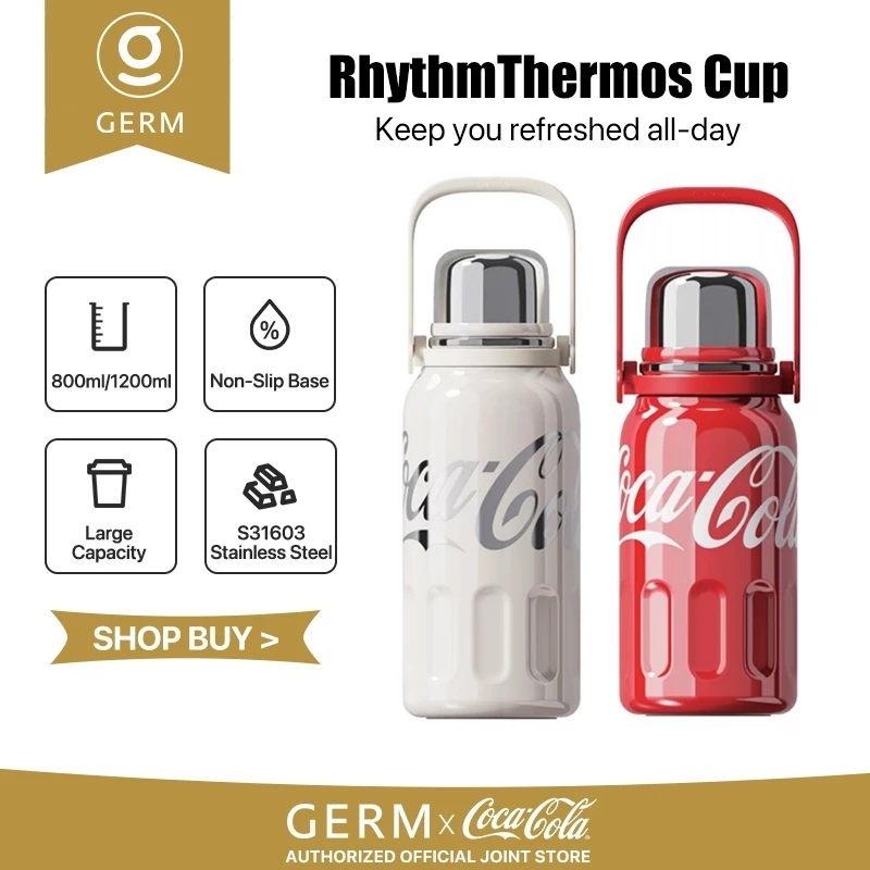 GERM X Coca-Cola Thermos Bottle Tumbler 316 Stainless Steel Hot & Cold Coffee Mug 800/1200ML ...