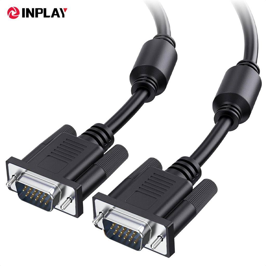 Black VGA Cable Male to Male 6 Feet VGA to VGA 1080P Full HD Monitor ...