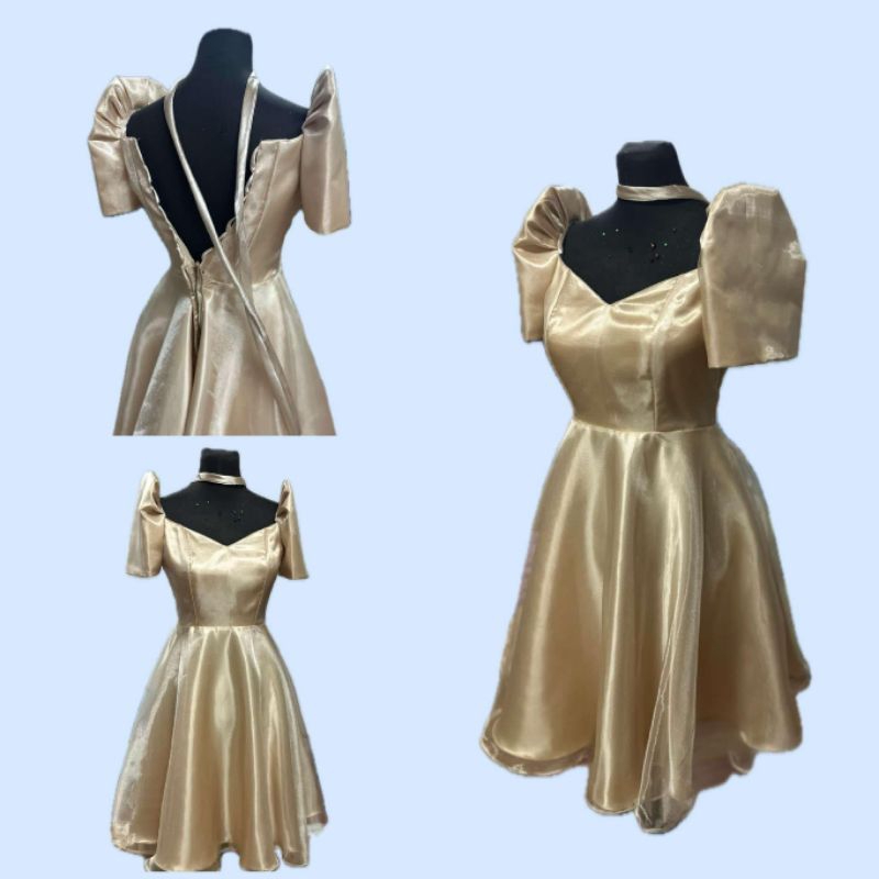 Modern Filipiniana cocktail balloon dress | Shopee Philippines