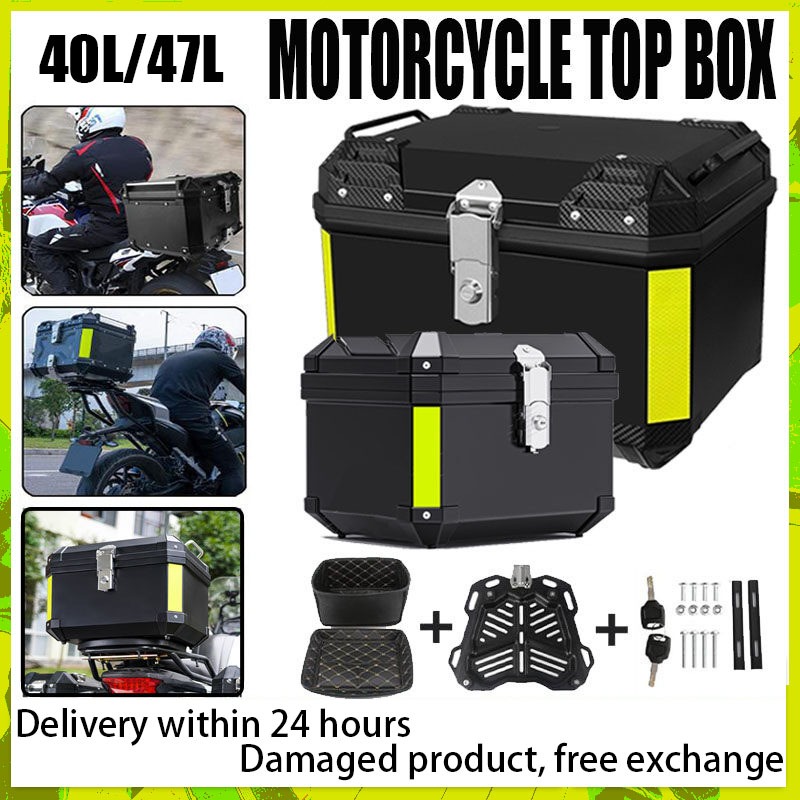 Top Box For Motorcycle 40/47L Liters Dual Lock Box With Free Base Plate ...