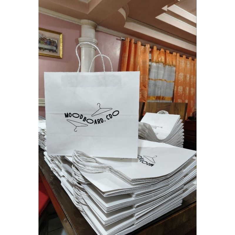 Personalized White kraft Paper Bag (Pahiga) with Logo and Handle 50pcs ...