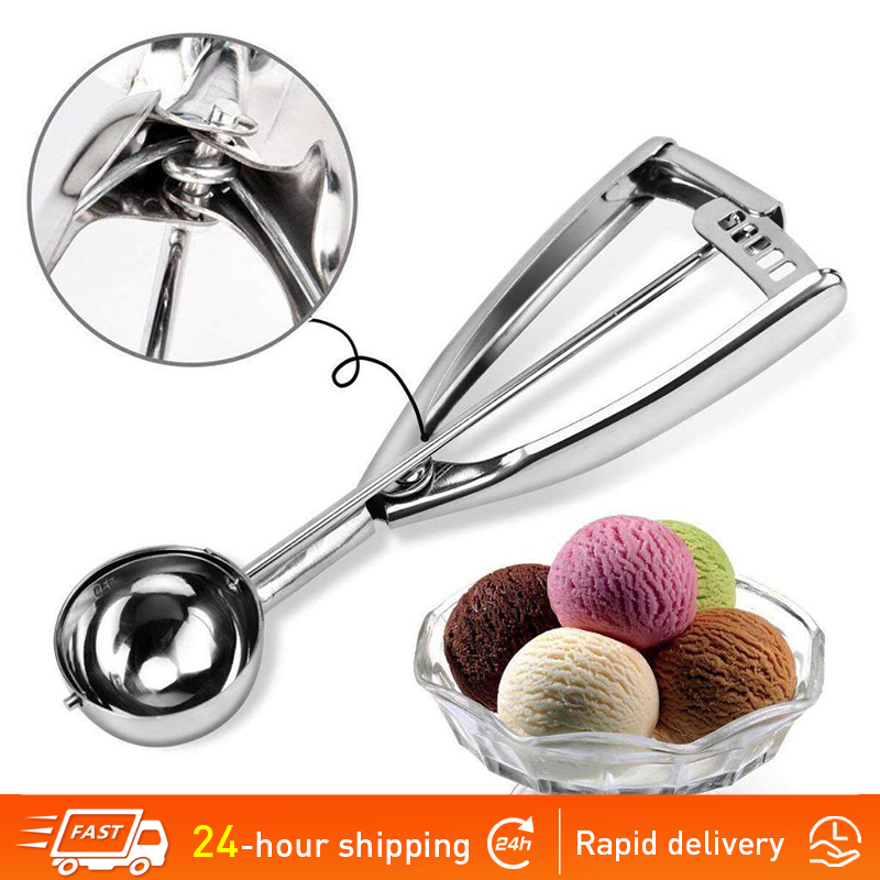 4/5/6CM Ice Cream Spoon Stainless Steel Spring Handle Fruit Spoon Ice ...