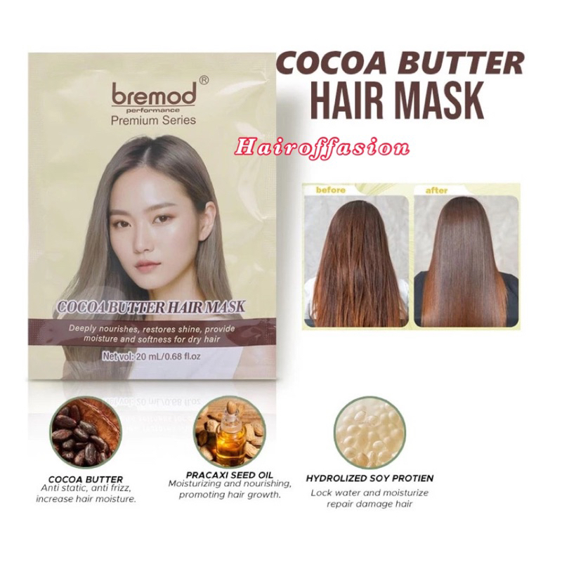 Bremod Cocoa Butter Hair Mask 20ml Provide Moisture And Softness For ...