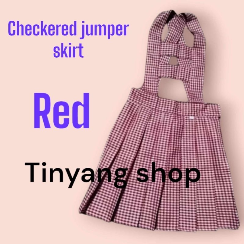 RED CHECKERD JUMPER SKIRT (BACK PLITS AND ROUND) SCHOOL UNIFORM ...