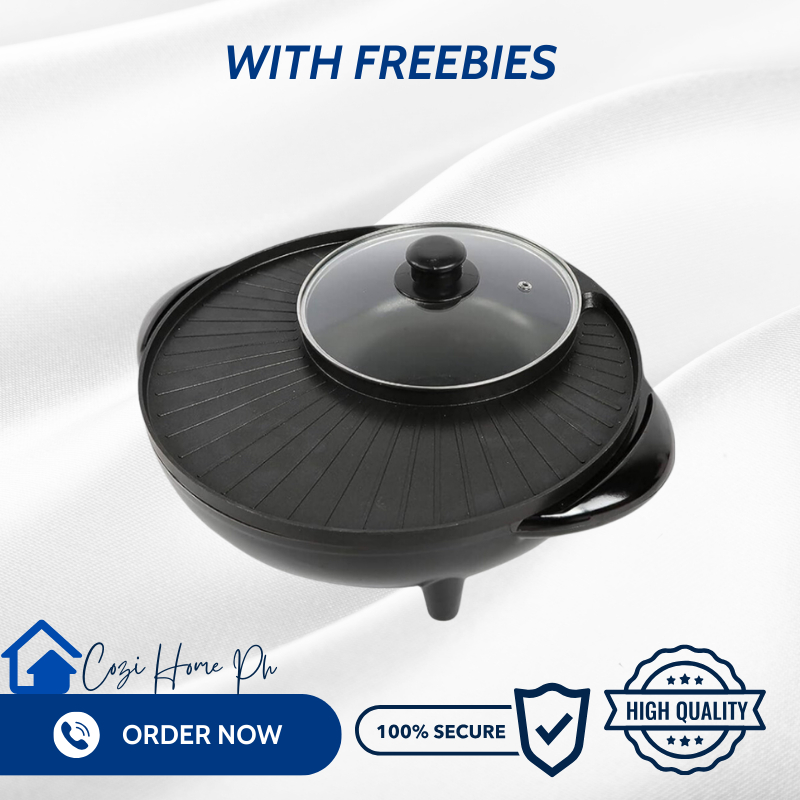 HIGH QUALITY Electric BBQ Grill Pan with Steamboat Hot Pot Roast Fry ...