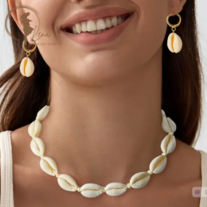 Boho-Chic Vintage Shell Jewelry Set for Women - Adjustable Necklace ...