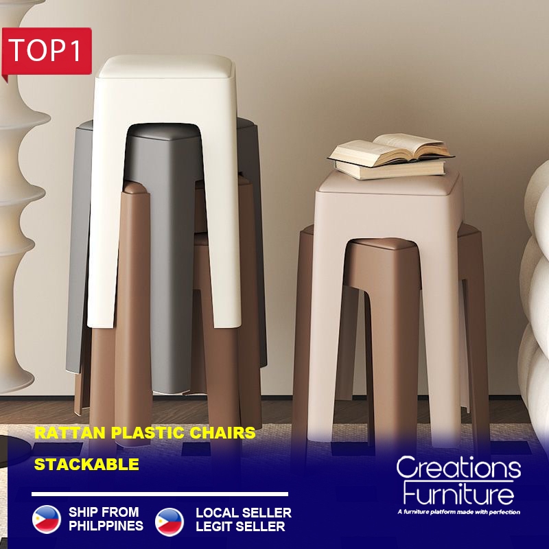 INFORMA PU Chair Plastic Stool Nordic Plastic Chair Dining Chair Home ...