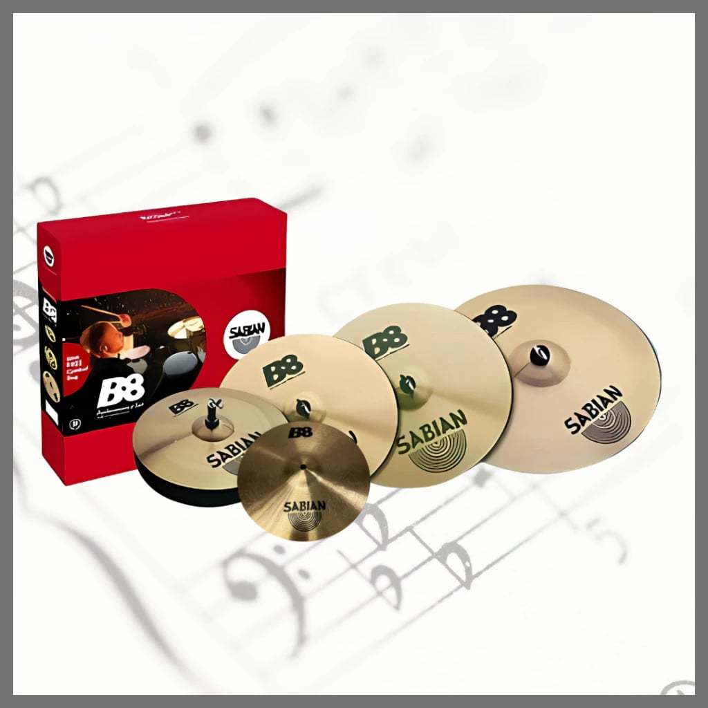 Sabian B8 Brass Gold Cymbals 5-Pc Set w/ Carrying Bag for Professional ...